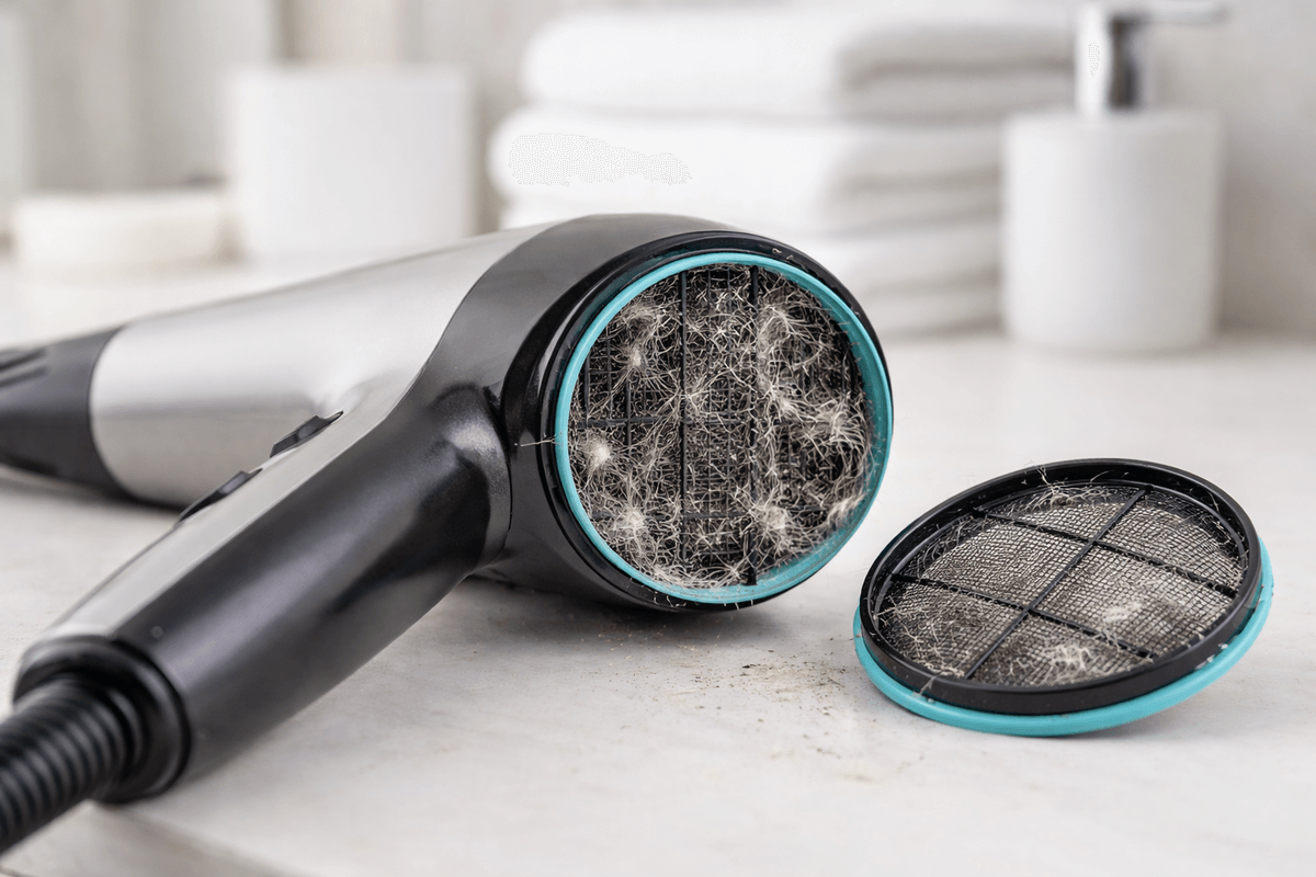 ¿Tu secador de cabello se apaga solo? Cómo limpiar el filtro para que ...